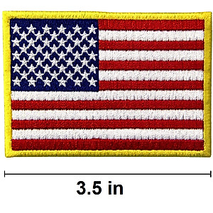 PatchClub American Flag Patch Premium Embroidered, 3.5in - Gold Border - US Flag Patch, United States of America Military Uniform Iron On/Sew On