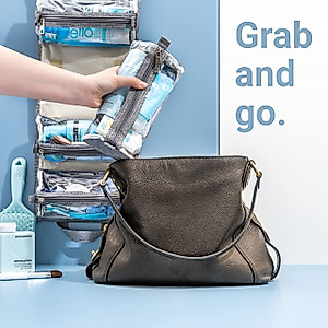 4kits Hanging Roll-Up Makeup Bag/Toiletry Kit/Travel Organizer for Women - 4 Removable Storage Bags - Organize Make Up, Cosmetics, First Aid, Medicine, Personal Care, Bathroom, Palette/Brush Holder