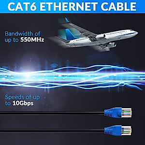 Cat6 Outdoor Ethernet Cable 100ft, Heavy Duty Double Jackets Internet Cord, Waterproof, Direct Burial, (from 25FT to 500 FT) Support PoE Cat6 Cat5e Cat5 Network, Cat 6 RJ45 Patch Cable with 25 Ties