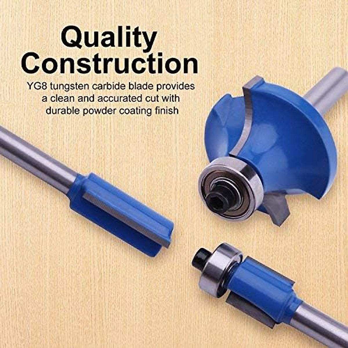 LU&MN Carbide Tipped Router Bits (15 PCS) with 1/4" Shank, Wood Milling Saw Cutter , All Purpose (Woodworking Tools for Home Improvement and DIY)