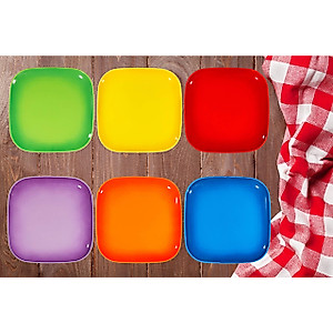 Bruntmor 10" Ceramic Appetizer Plates, Serving Platter, Set of 6, Square Multi-Color Simple Modern Ceramic Salad, Dessert Plates, Christmas Dinner Plates Set, Christmas Dinnerware