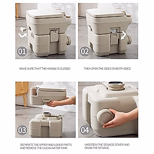 Portable Toilet 5 Gallon, Outdoor Travel Mobile Flush Toilet Camping Porta Potty Durable Leak Proof Flushable RV Toilet Easy to use With Detachable Tanks (Grey, Piston Flush Pump)