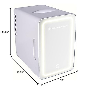 FRIGIDAIRE EFMIS170-WHITE EFMIS170, Skincare Mini Fridge, 10L Capacity, Includes Home Plug & 12V Car Charger, Chills 15 Cans, 2022 version, WHITE, No Size