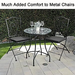 BUYUE 14" Metal Chair Cushions with Magnetic Set of 4, Luxury PU Leather Waterproof Anti-Slip Seat Pads for Kitchen Cafe Dining Bistro Stackable Chairs (U-Shape, Black, 4)