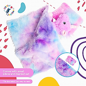 Mommy & Baby Unicorn Gift for Girls 4 - 5 - 6 - 7 yrs - Stuffed Animal Set w/ 2 Purple Plush Toys - Rainbow Purse Bag, Doll Pillow, Blanket, & Birth Certificate Plushies for Birthday (Purple Tie Dye)