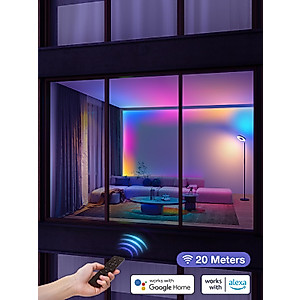 addlon RGB Floor Lamp, 2000LM LED Super Bright-Tall Standing with Alexa, App and Remote Control, Smart Modern Floor Lamp with Music Sync and 16 Million DIY Colors for Bedroom Living Room