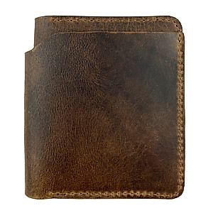 Hide & Drink, Bifold Wallet with Extra Layer, Slim, Thin Accessory For Pocket or Bag, Store Money, Cards & Cash, Full Grain Leather, Handmade, Bourbon Brown