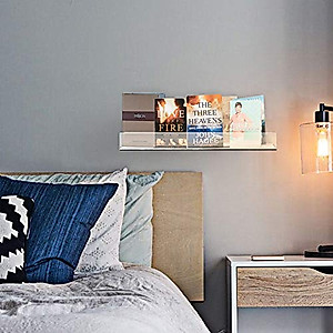 Sanasic Set of 3 Acrylic Floating Wall Shelves, Display Ledges Storage Organizer for Bedroom Bathroom Kitchen Office, 16.5" L x 4" D x 3" H