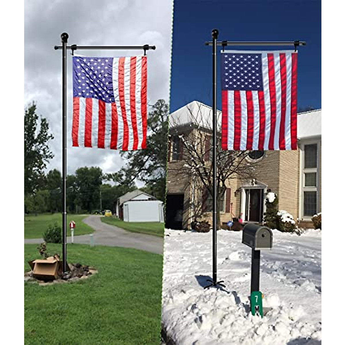 Koutemie 10FT Garden Flag Pole Stand with 5 Prong Base for 3x5 American ...