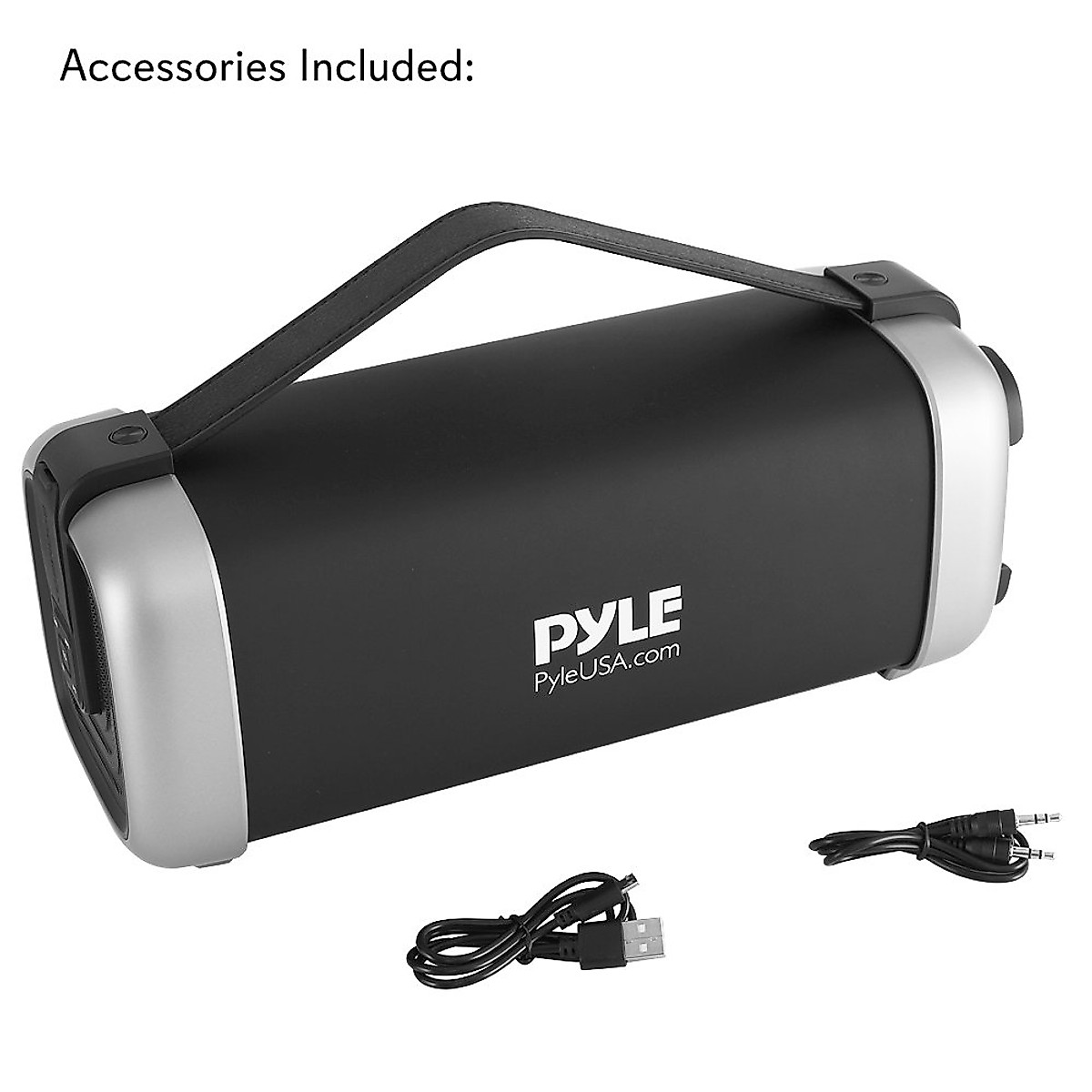Pyle Wireless Portable Bluetooth Speaker - 200 Watt Power Rugged Compact Audio Stereo System - Rechargeable Battery, 3.5mm AUX Input Jack, FM Radio, MP3, Micro SD and USB Reader - PBMSQG12,BLACK