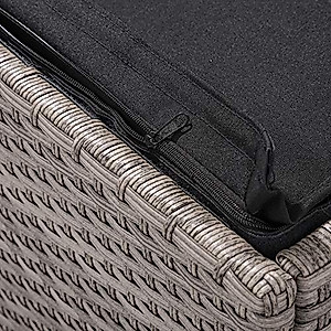 glitzhome Patio Wicker Storage Trunk with Lid, 140 Gallons Overside Outdoor Oversized All-Weather Cushion Storage Deck Box for Garden Tools, Pool Toys, Grey