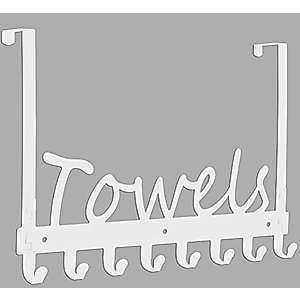 Over The Door Towel Hooks, Towel Rack Wall Mount Towel Holder for Bathroom, Kitchen, Metal Bath Organizer for Door Robe Hooks(White)