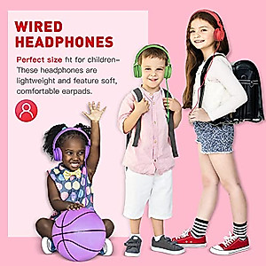 rockpapa 950 Headphones with Microphone for Kids for School Computer, On-Ear Headphones Wired Foldable for Boys chilrens Girls Teens Students Youth Adult Black Red