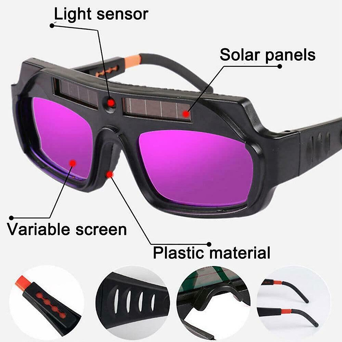 TEAMWILL 2PACK Welding Welder Glasses Mask Solar Auto Darkening Helmet Eyes Goggle Anti-glare