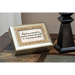 Cottage Garden Wings of Gold Loved One Watching Silvertone Gold Ornate Inlay Music Box Plays Wind Beneath My Wings