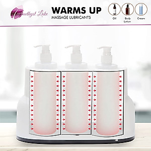 AMETHYST LAKE Oil Warmer Dispenser, Plug-in Electric Warmer Oil Dispenser, 3-Bottles Lotion Warmer, Message Oil Heater for Home & Professional Spa Supplies.