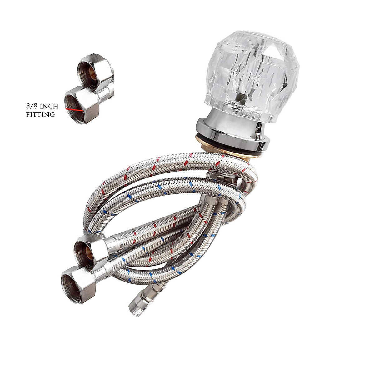 eMarkbeauty Shampoo Bowl Crystal Faucet, Spray Hose and Vacuum Breaker Kit for New or Replacement Repair Shampoo Bowl Parts and Fixtures TLC-1161-77SH