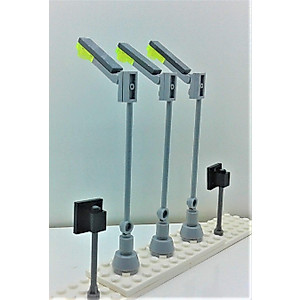 Building Toys 2 Lane Main Road Traffic Light City Town Village Street Stop Sign Bus Stop Post Box Compatible with All Major Brick Brands Educational Toy Ages 4+ 1:64 (3 Street Lights 2 Stop Signs)