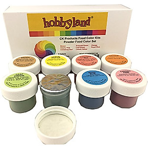 Hobbyland CK Products Powder Food Color Kit, 8 Colors, 4 Gram Jars, Professional Powder Food Color Set