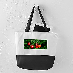 CafePress Red Berries Canvas Tote Top Zipper Closure
