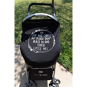 Car Seat 5 in 1 Cover - I'm Cute & Cuddly But Please Don't Touch Little Me (Black)
