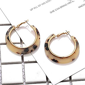 XOCARTIGE Acrylic Hoop Earrings for Women Tortoise Resin Earrings Bohemia Statement Dangle Earring Studs for Girls (Light Brown)
