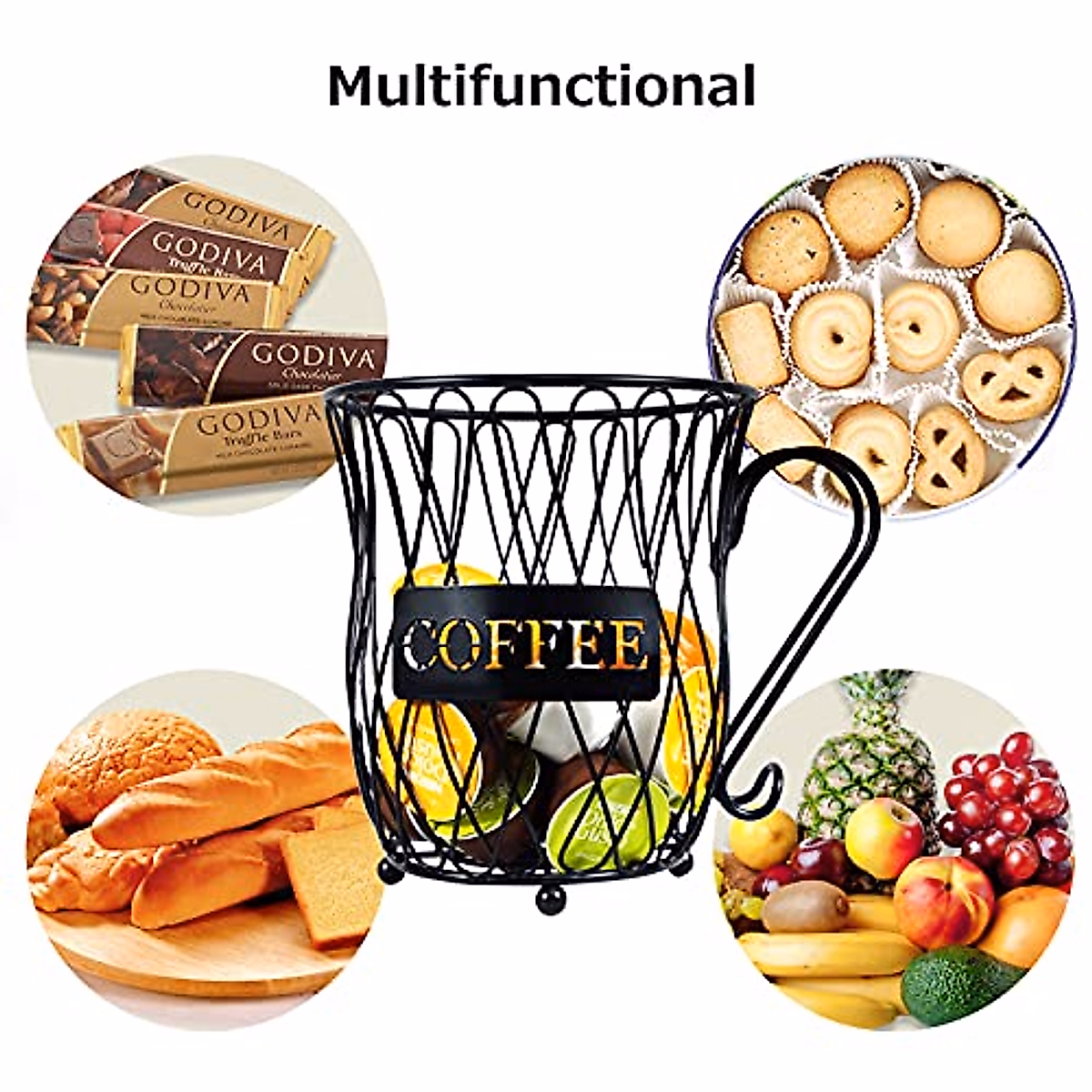 Stegodon K Cup Coffee Pod Holder, Large Capacity Coffee Pod Storage Basket, Espresso Organizer Mug Cup for Keurig Kcup