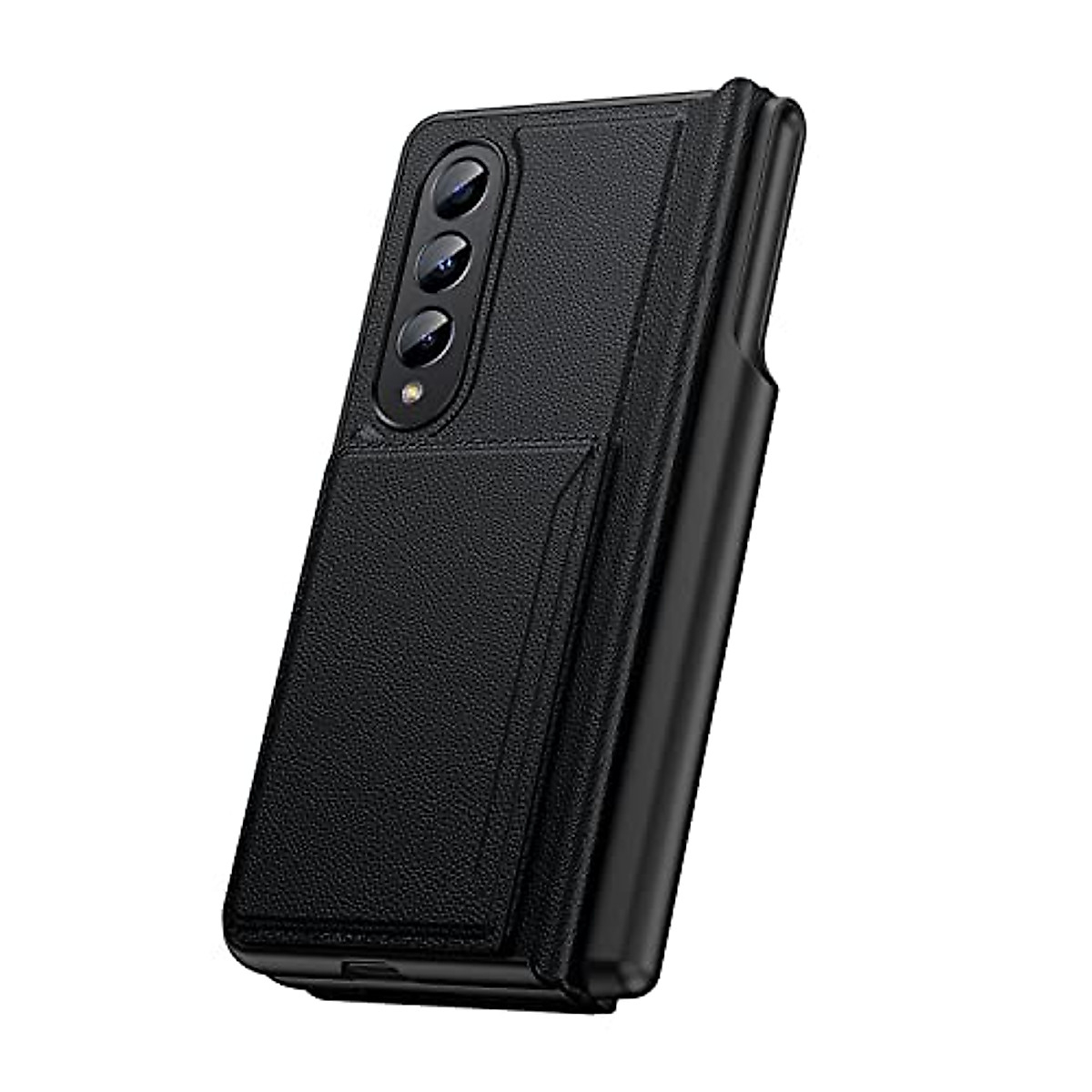 BAILI Samsung Z Fold 4 Leather Wallet Case,Samsung Galaxy Z Fold 4 Case with Card Slots,Galaxy Z Fold 4 Case with Card Holder Kickstand and Detachable Pen Slot Protective Case Carbon Fiber