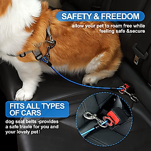 Mi Metty Dog Seat Belt Harness for Car,2pcs Dog Seatbelt of Coated Wire Leash Safety Restraint,No Chew Tether Cable Vehicle Dog Accessories,Double Clips & Latch (Black, 32 inch/80 CM)