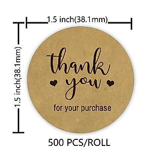 Thank You for Supporting My Small Business Stickers,Kraft Paper Thank You Self-Adhesive Envelope Sealing Stickers,1.5 Inches Packaging Label Stickers for Box/Bake/Bag,500 Pcs/Roll