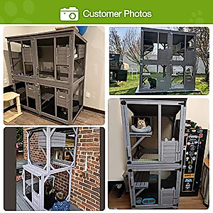 GUTINNEEN Cat House Outdoor Cage Cat Enclosure on Wheels,Large Wooden Kitty Catio with Resting Box,PVC Layer