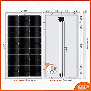 RICH SOLAR 200 Watts 12 Volts Monocrystalline Solar Kit with 2 Pack of 100W Solar Panel+ 20A MPPT Charge Controller+ 15A Inline Fuse Holder