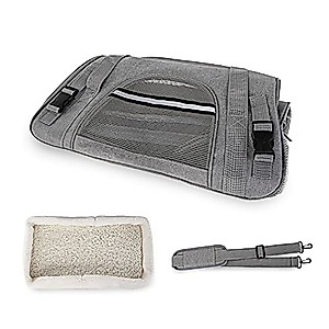 DUJP Soft-Sided Pet Carrier Bag for Under 14 lbs Puppy Kitten Bunny Rabbits Small Cats Dogs Animals , Easy Vet Visit Pet Animals Cage Kennel for Travel & Car, Gray