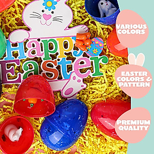 JOYIN 30 Pcs Plastic Iridescent Printed Bright Easter Eggs 3.15" Tall for Easter Hunt, Basket Stuffers Fillers, Classroom Prize Supplies, Filling Treats and Party Favor