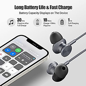 Neckband Bluetooth Headphones 5.2, Around the Neck Bluetooth Headphones 36H Playtime+Fast Charging Running Headphones, Bass+ Neckband Headphones with Noise Cancelling Mic, IPX7 Waterproof, for Sports