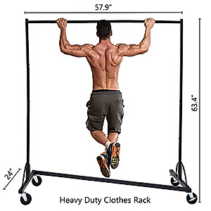 Hoctieon Z Rack,Rolling Clothing Racks with Z-Base,Heavy Duty Garment Rack,Clothes Rack On Wheels With Brakes,Sturdy Metal Hanging Holder,Clothes Organizer Rack - Black