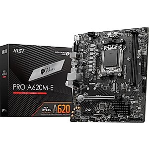 MSI PRO A620M-E ProSeries Motherboard (AMD AM5, DDR5, PCIe 4.0, SATA 6Gb/s, M.2, USB 3.2 Gen 1, Gbps LAN, DVI/HDMI, mATX)