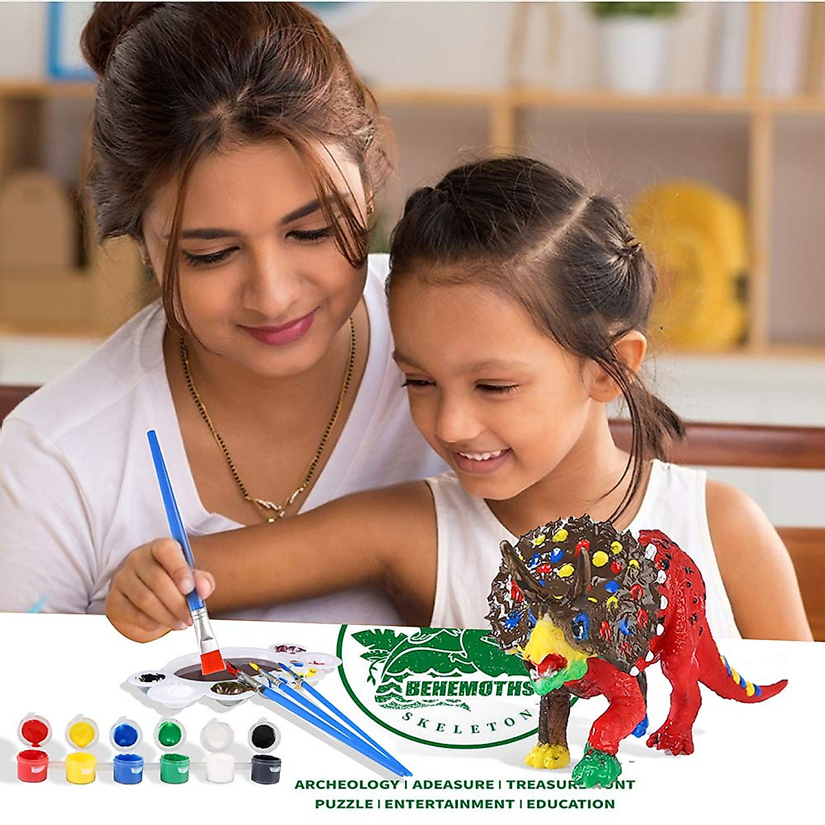 FUPEDO Arts Crafts Painting Set Kids Dinosaur Toys -12 Big Dinosaurs Figures,Create A Painting Kits of Your Own Dino World,Gifts for 4,5,6,7,8,Year Old Girls Boys Toddlers Dino Lovers ，Dino Activity