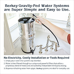 Travel Berkey Gravity-Fed Water Filter with 2 Black Berkey Elements–Enjoy Potable Water While Camping, RVing, Off-Grid, Emergencies, Every Day at Home