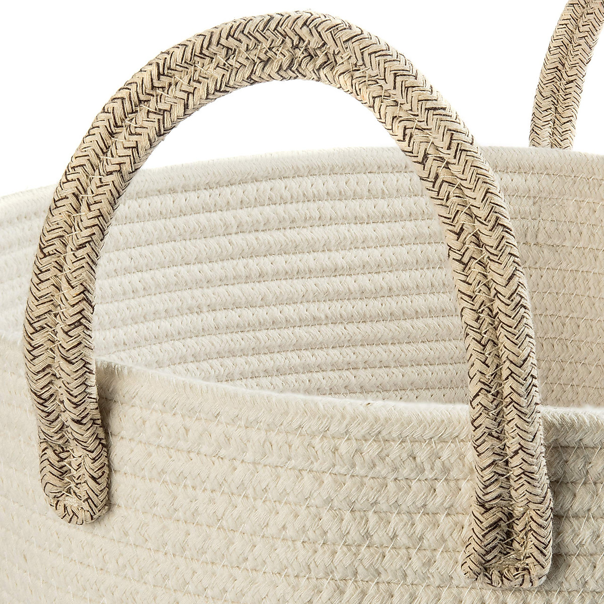 Shu Baby Woven Storage Basket - Large Cotton Rope Basket with Long Handles, Foldable Laundry Hamper, Toy Bin and Decorative Hamper (brown)