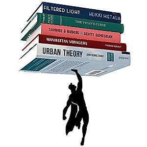 Artori Design Floating Bookshelf for Kids Invisible Shelf - Metal Book Shelf for Wall Decore Book Lovers - Bookshelf Floating Book Shelves for Wall - Superhero Home Decore Bookshelves (Superhero)