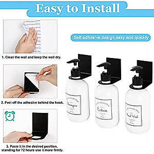 3 Sets 17 oz Empty Shampoo Bottles with Pumps with 3 Pieces Shower Gel Bottle Rack Hook Brackets and 6 Pieces Waterproof Soap Label Sticker for Shower Kitchen Bathroom Toilet Wall Decoration (White)