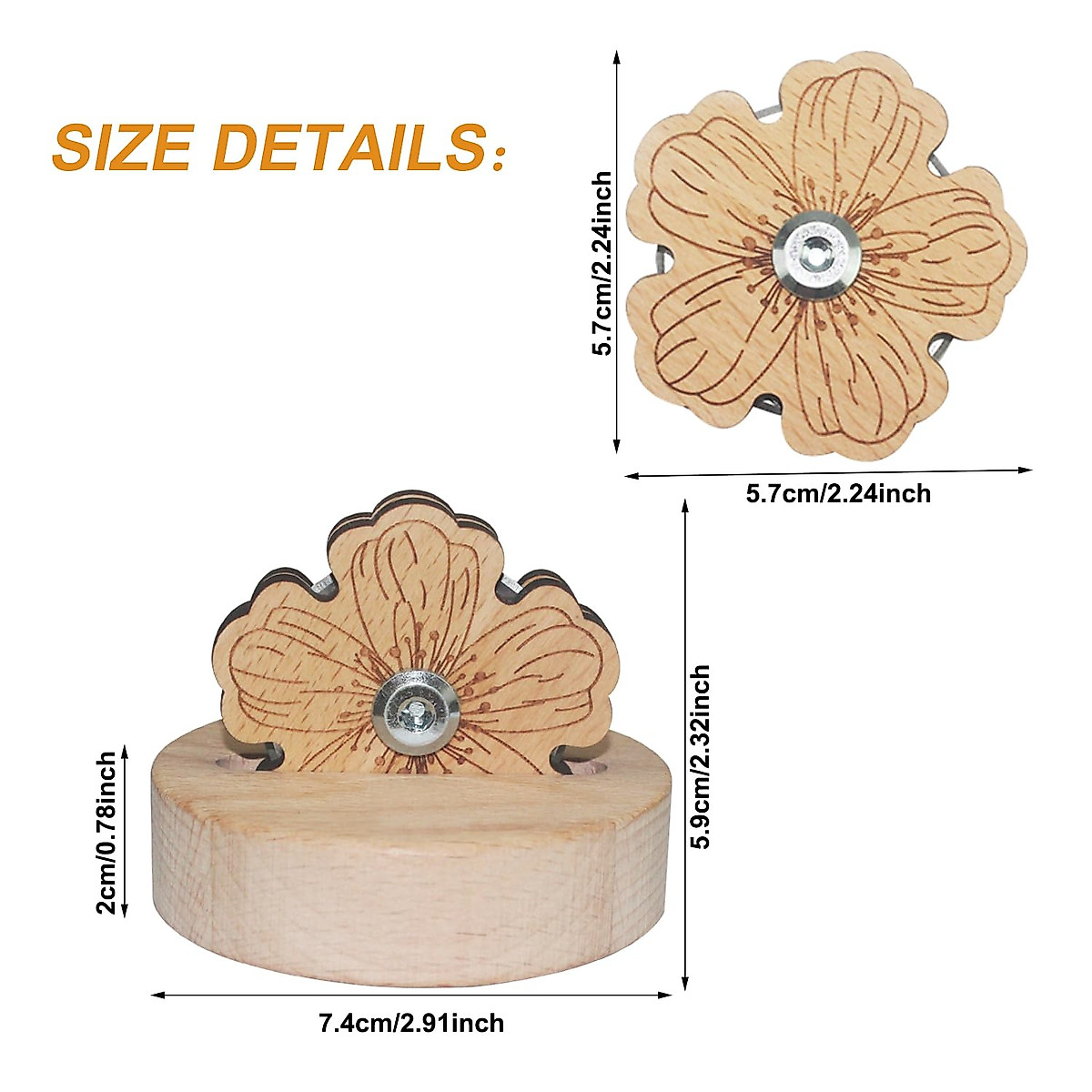 Thread Cutter Flower Thread Cutter Blade for Sewing, Wooden Rotary Thread Cutting Tool Sewing Cutter (Peach Blossom)