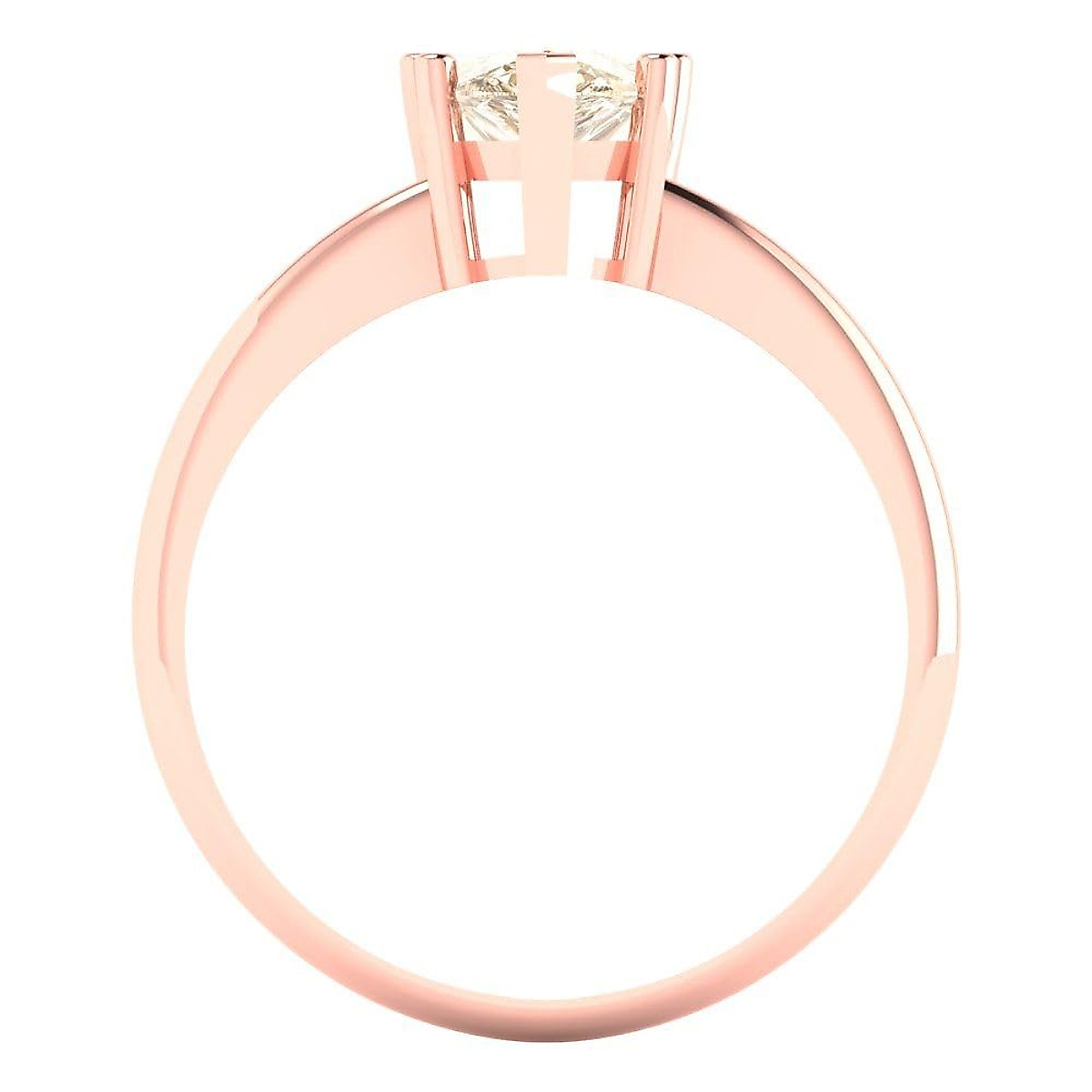 Clara Pucci 1.9ct Pear Cut Solitaire Genuine Natural Morganite Wedding Bridal Designer art deco Anniversary Ring 14k Rose Gold for Women