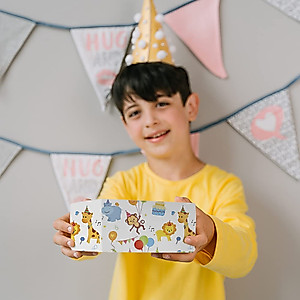 Birthday Wrapping Paper For Kids Girls Boys, Animals Party Design Gift Wrap Paper for Birthday Baby Shower, 4 Sheets Folded Flat 20x28 Inches Per Sheet, Monkey Lion Elephant Giraffe Alligator Zebra