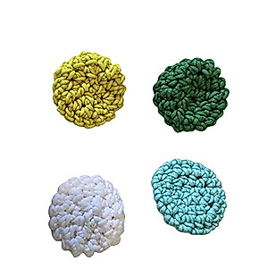 Handmade Nylon Yarn Kitchen Scrubbies - Scouring Pad - Pot Scrubbers - Sponge - Reusable - set of 4 - double thickness - 3.5 inch/palm size