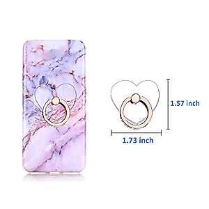 lenoup Transparent Heart Cell Phone Ring Holder Kickstand,Bling Bling Sparkle Diamond Clear Heart Cell Phone Finger Ring Grip Stand(Silver/Rose Gold)