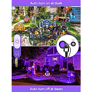 DOREIO Halloween 120V Blacklight Spotlight 15W Outdoor LED Landscape Lighting Dusk to Dawn Photocell Light Sensor with US Plug for Glow Dance Party, Body Paint, Fluorescent Poster, Neon Glow(1 Pack)