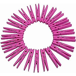 Colorful Wood Clothespins Color Wooden Clothes Pins Photo Paper Peg Pin Craft Clips 2.9",24pcs (Green) (Hot Pink)