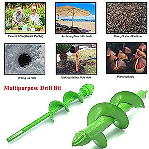 Garden Auger Spiral Drill Bit for Planting, Bulb Planter Tool Drill, Auger Post Hole Digger, Used to Dirt/Hard Soil/Clay for 3/8" Hex Driver Drill, 2 Sizes of 12 in x 3.2 in and 9 in x 1.6 in